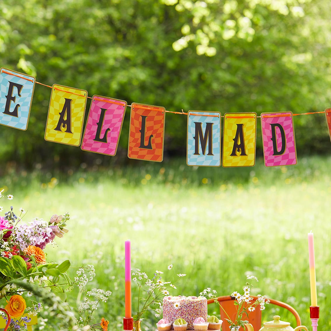 Alice in Wonderland Bright Multi Coloured Double Sided Bunting - 3m ...