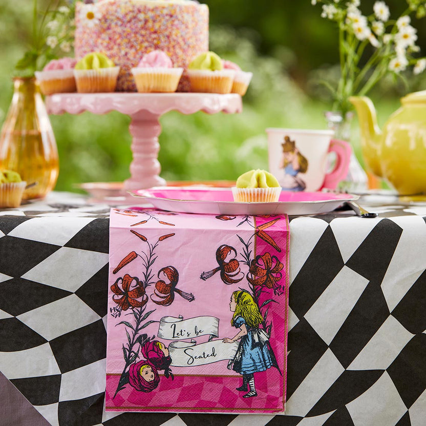 Alice in Wonderland Bright Pink Paper Napkins - 20 Pack – Talking ...
