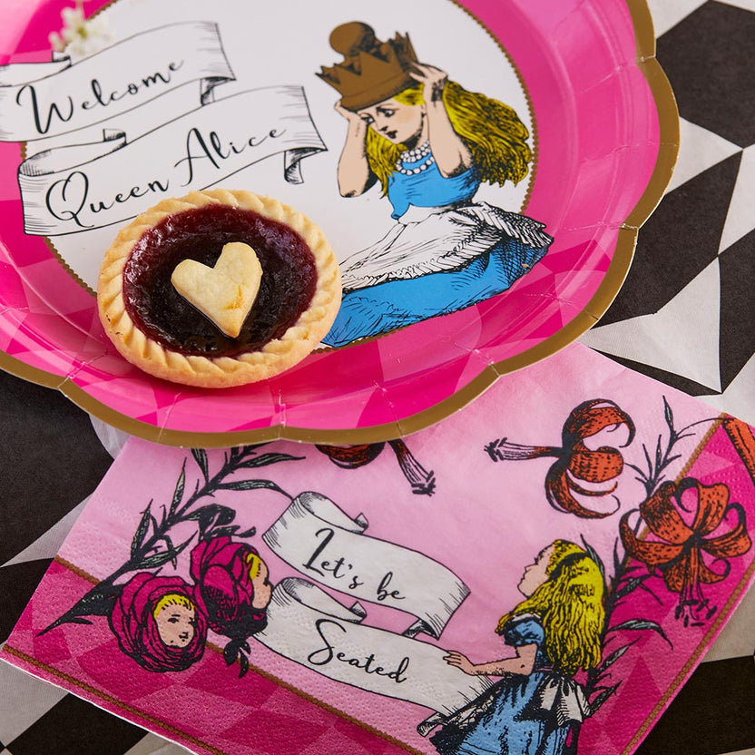 Alice in Wonderland Bright Pink Paper Napkins - 20 Pack – Talking ...