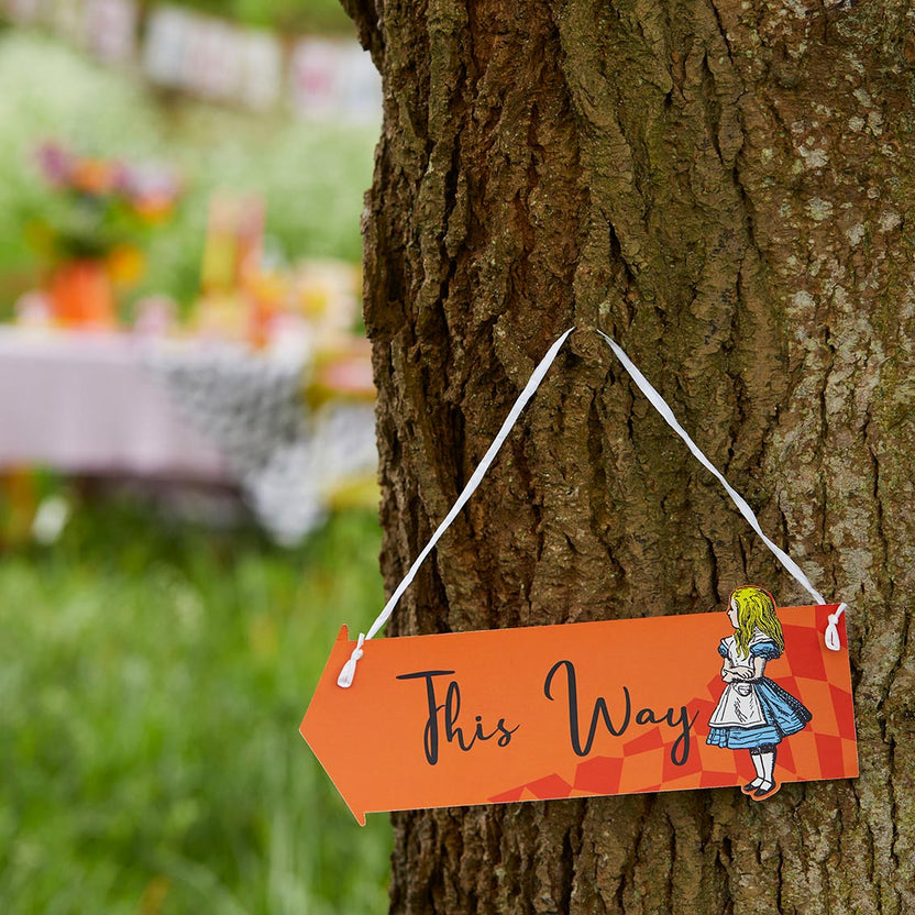 Alice in Wonderland Bright Hanging Paper Sign Decorations - 12 Pack ...