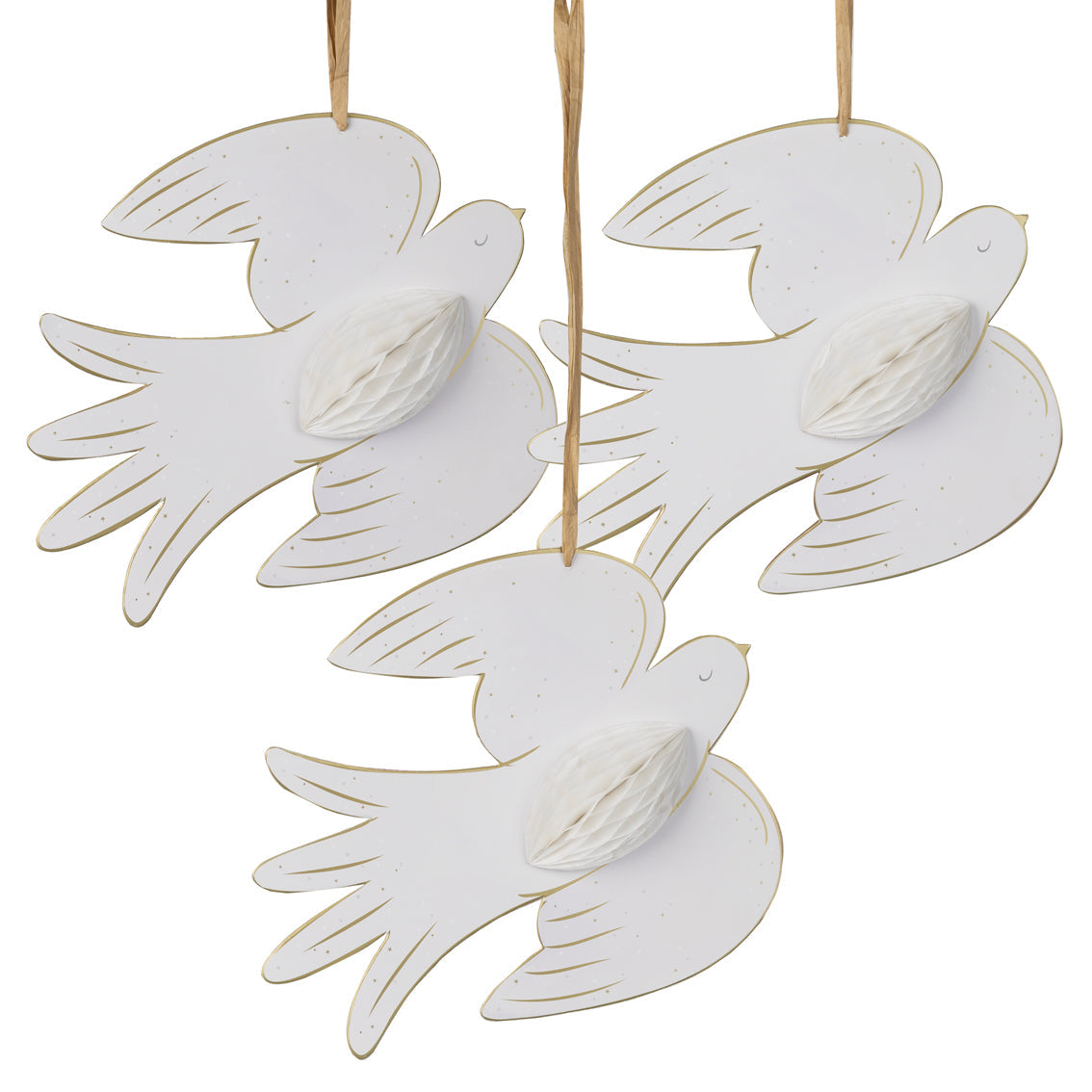 White Dove Honeycomb Hanging Decorations - 3 Pack – Talking Tables UK ...