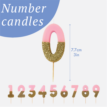 Pink & Gold Glitter Number Candle - 4 – Talking Tables UK Public