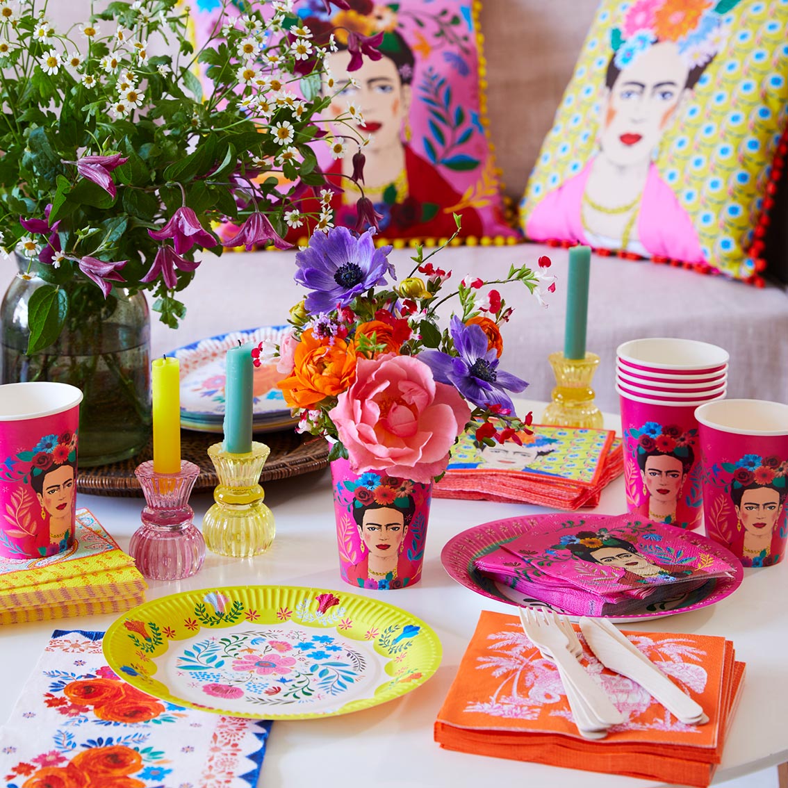 Pink Frida Kahlo Cocktail Napkin - 20 Pack – Talking Tables UK Public