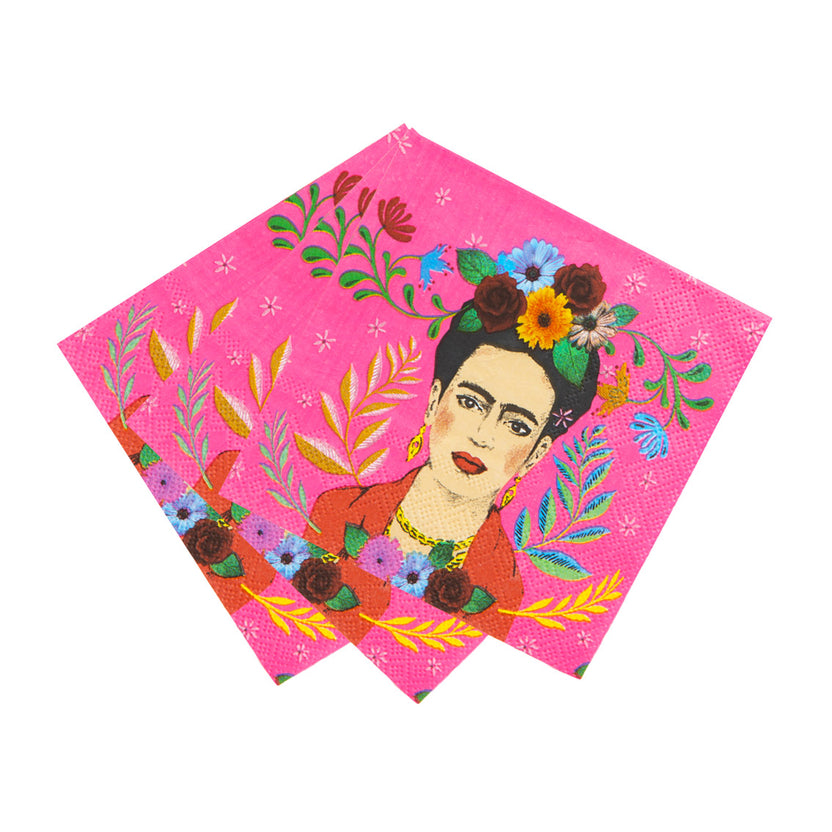 Pink Frida Kahlo Cocktail Napkin - 20 Pack – Talking Tables UK Public