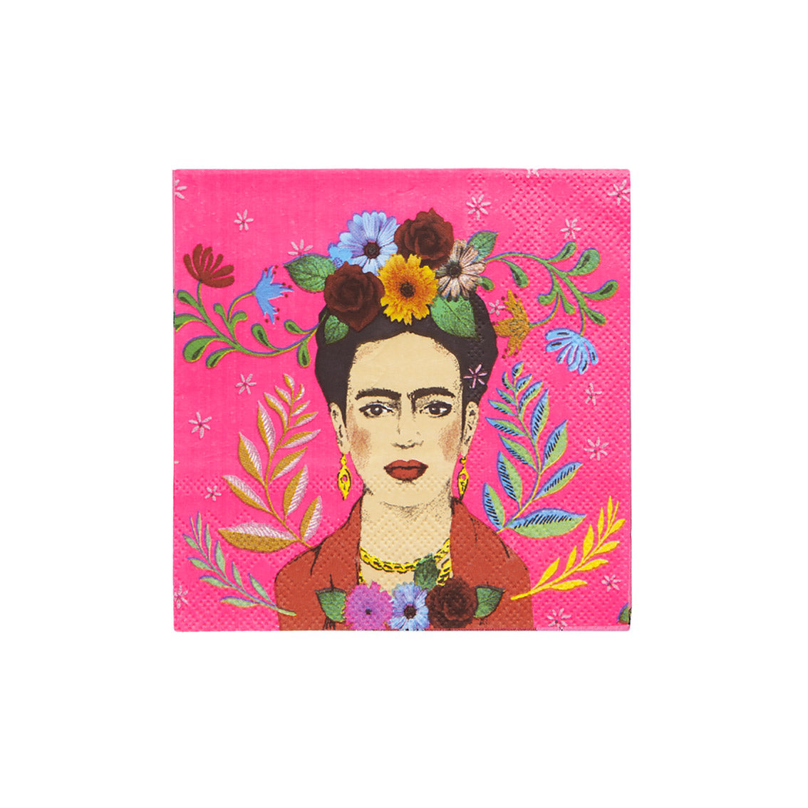 Pink Frida Kahlo Cocktail Napkin - 20 Pack - Talking Tables UK