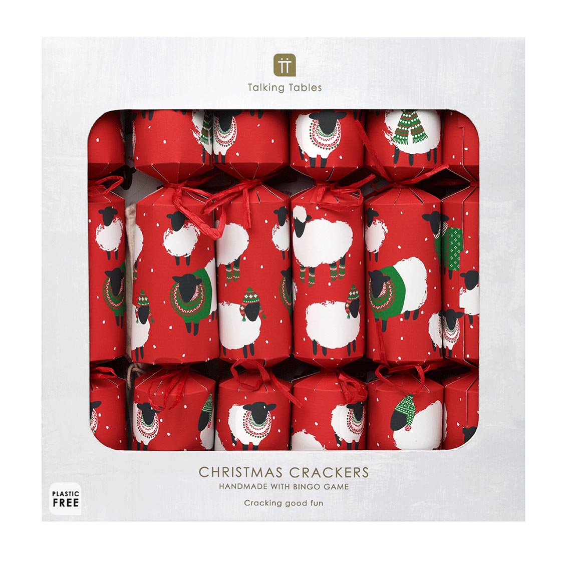 Sheep Red Christmas Crackers - 6 Pack - Talking Tables UK