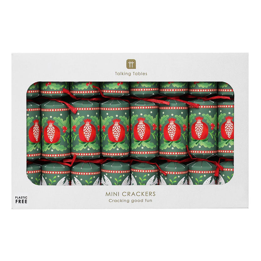 Folklore Green Mini Christmas Crackers - 8 Pack – Talking Tables UK