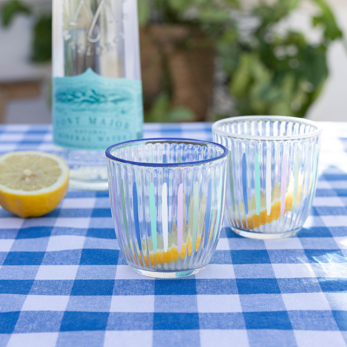 Blue & White Stripe Glass Tumblers - 6 Pack – Talking Tables UK Public