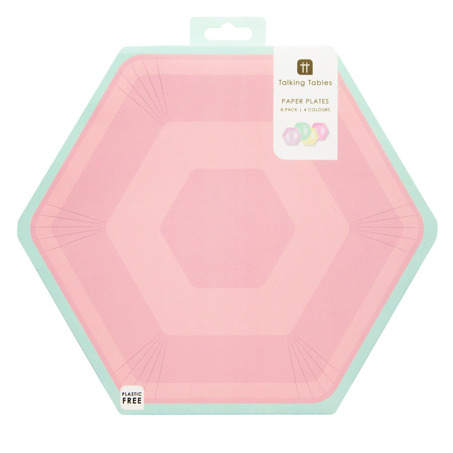 Large Hexagon Pastel Party Plates - 8 Pack - Default Title - Talking ...