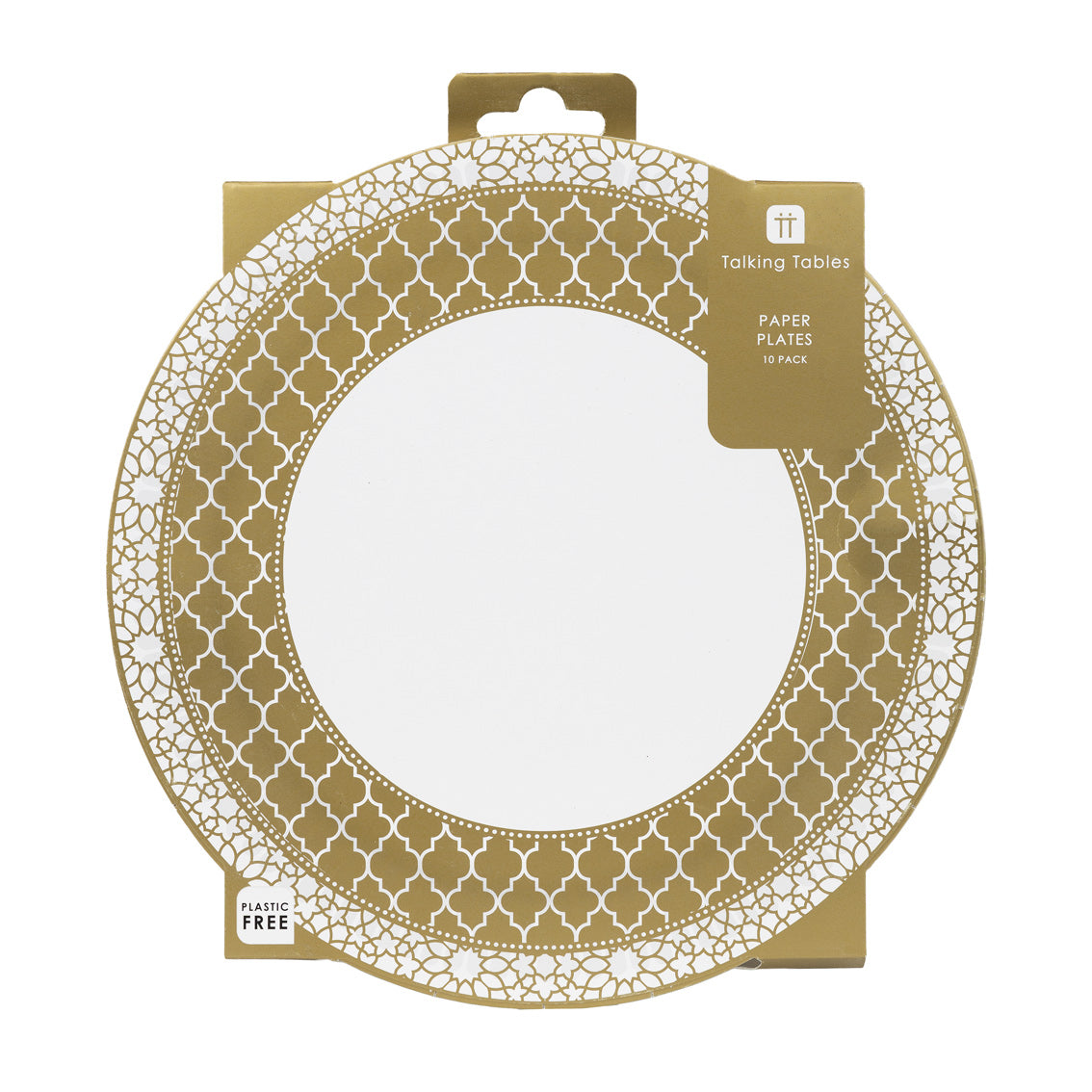 Gold & White Paper Plates - 10 Pack - Talking Tables UK