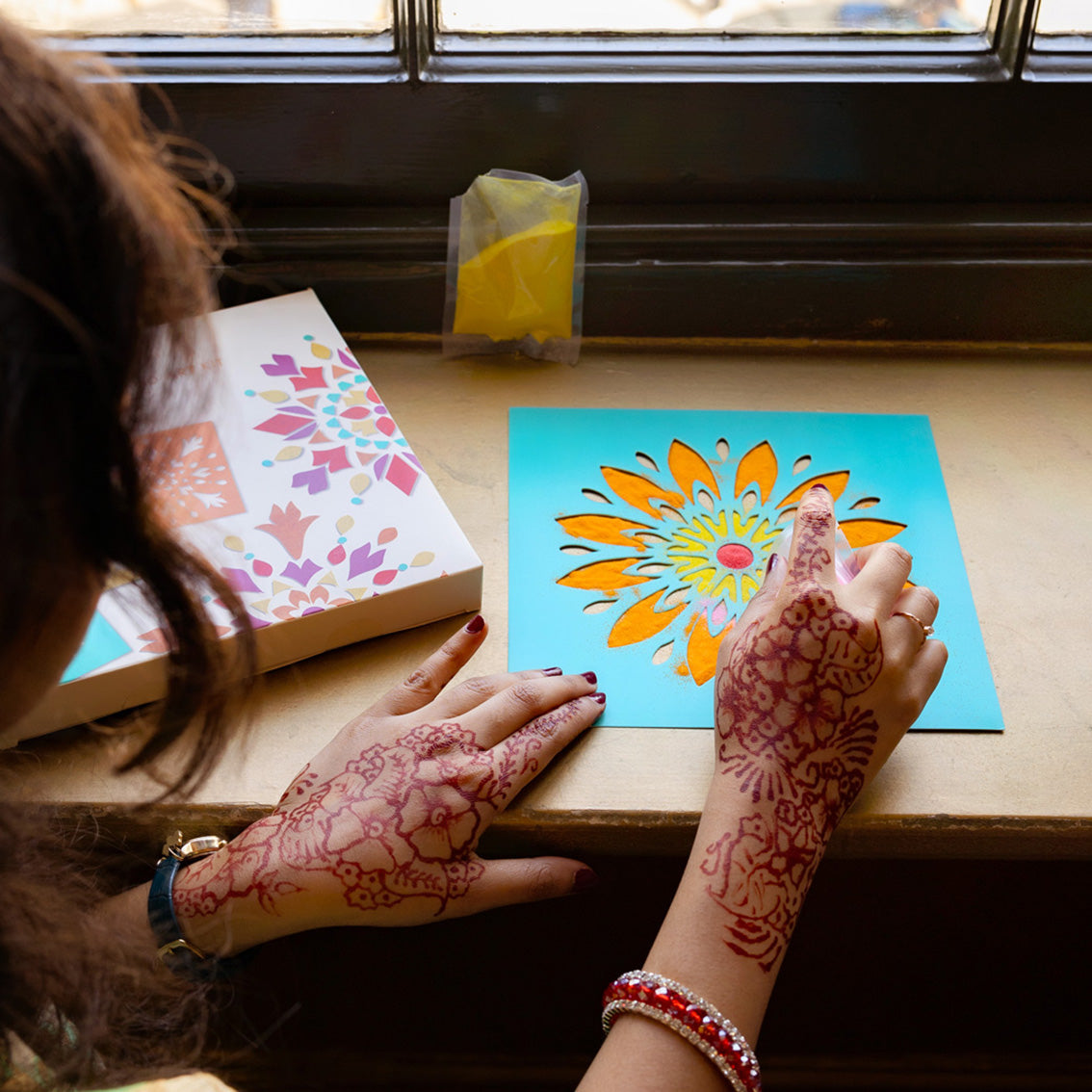 Diwali Rangoli Sand Stencil Kit - 4 Stencils - Talking Tables UK