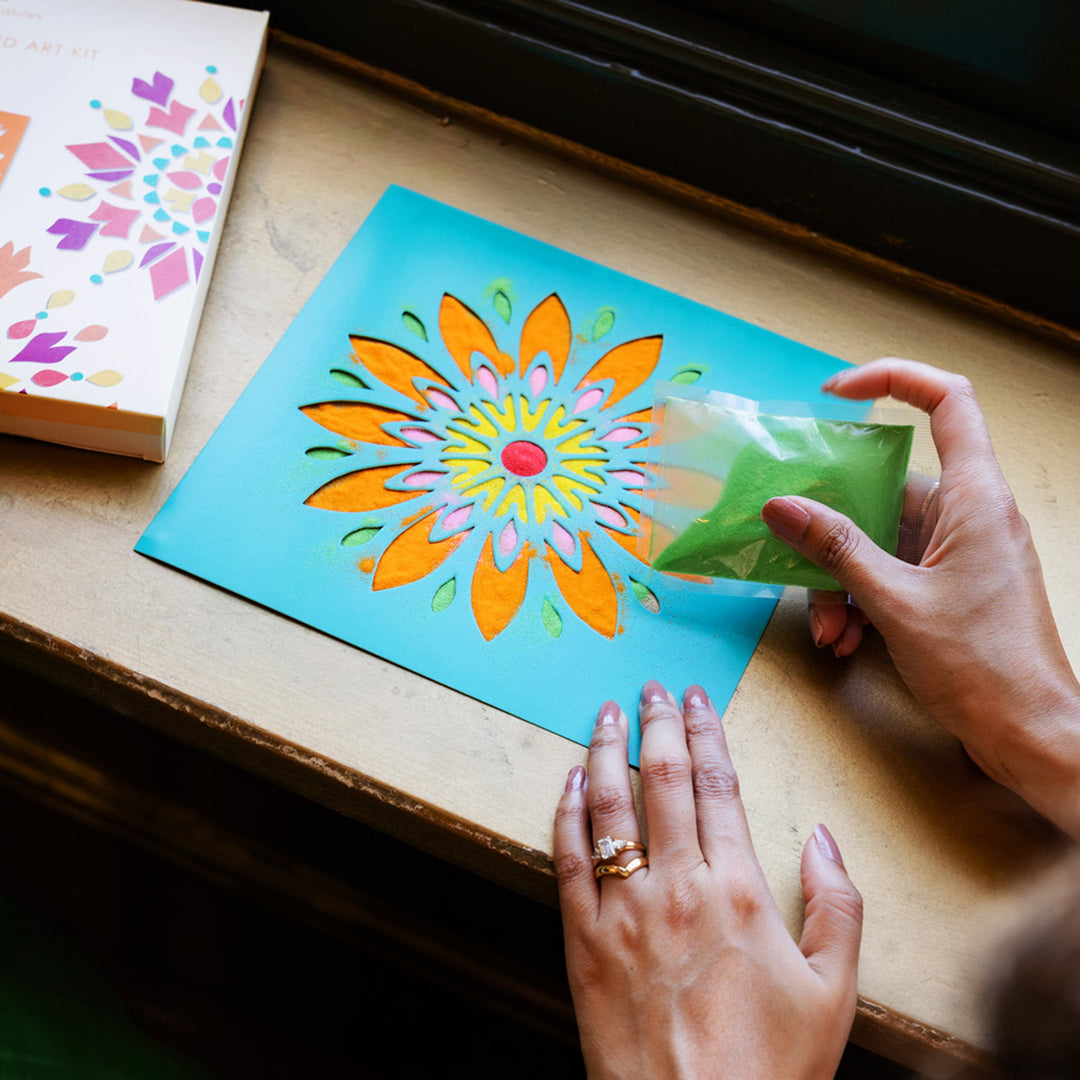 Diwali Rangoli Sand Stencil Kit - 4 Stencils - Talking Tables UK