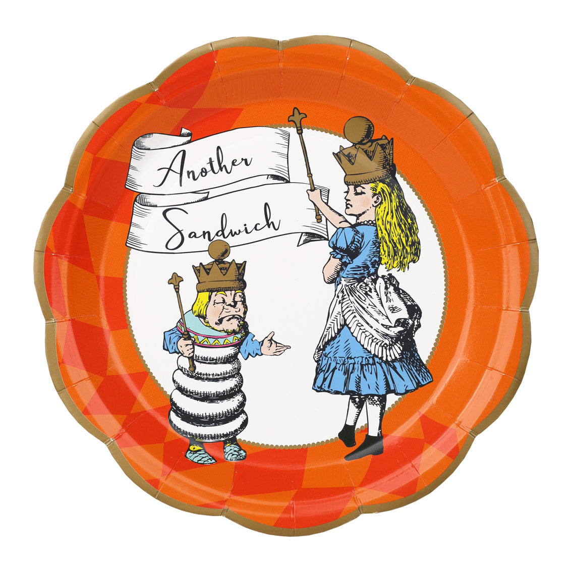Alice in Wonderland Bright Blue Scalloped Paper Plates - 12 Pack ...
