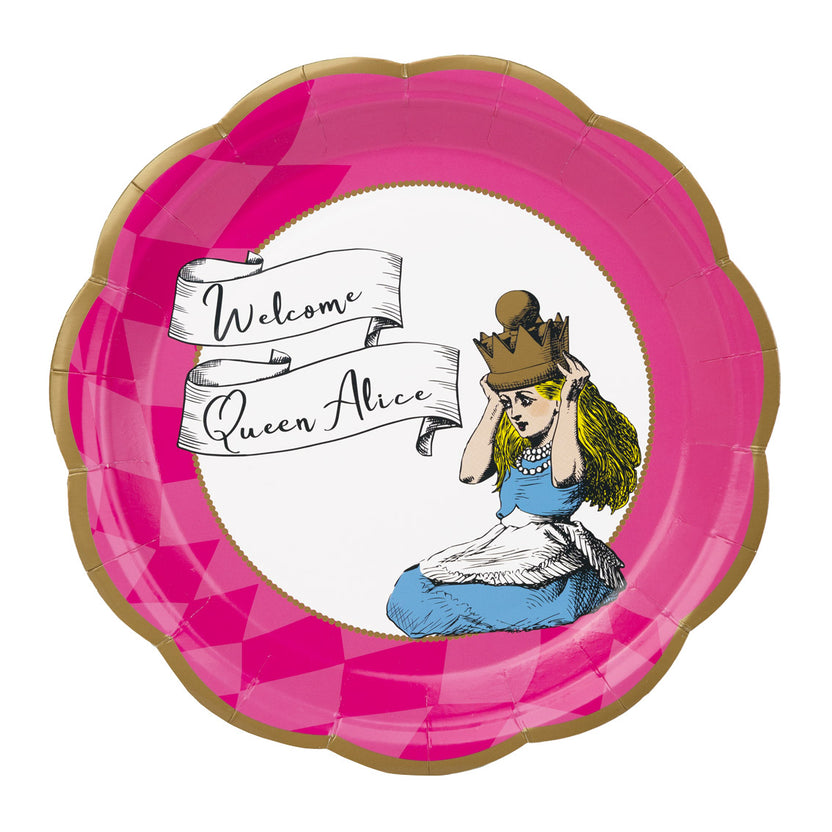 Alice in Wonderland Bright Blue Scalloped Paper Plates - 12 Pack ...