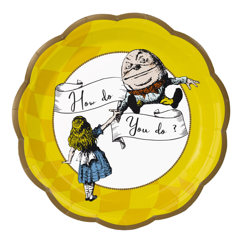 Alice in Wonderland Bright Blue Scalloped Paper Plates - 12 Pack ...