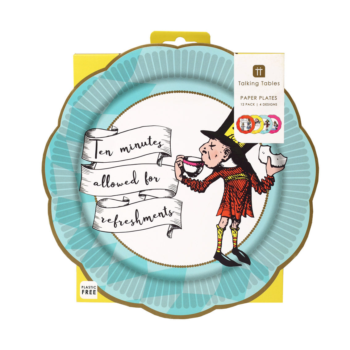 Alice in Wonderland Bright Blue Scalloped Paper Plates - 12 Pack ...