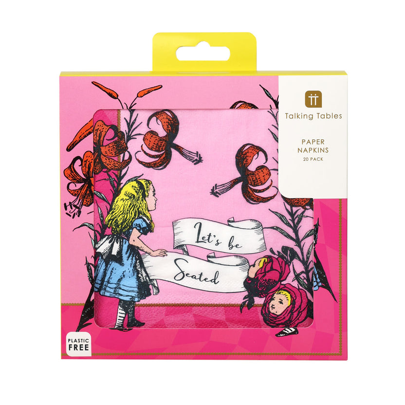 Alice in Wonderland Bright Pink Paper Napkins - 20 Pack – Talking ...