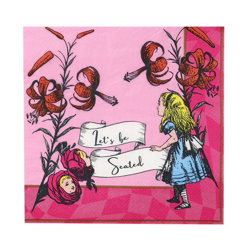 Alice in Wonderland Bright Pink Paper Napkins - 20 Pack – Talking Tables UK