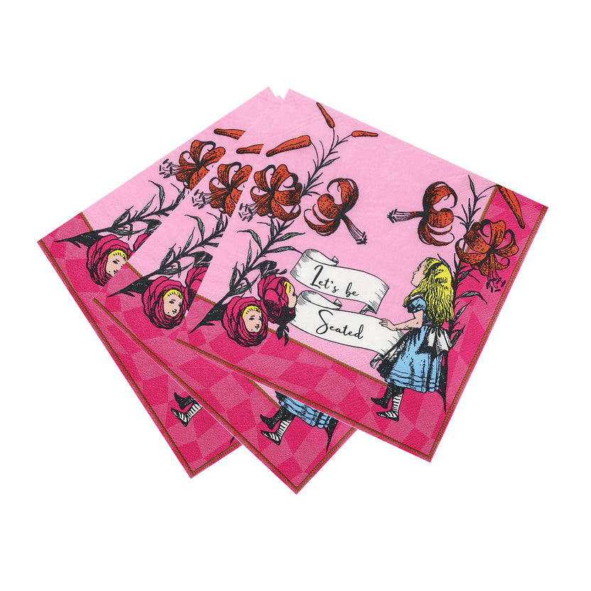 Alice in Wonderland Bright Pink Paper Napkins - 20 Pack – Talking ...