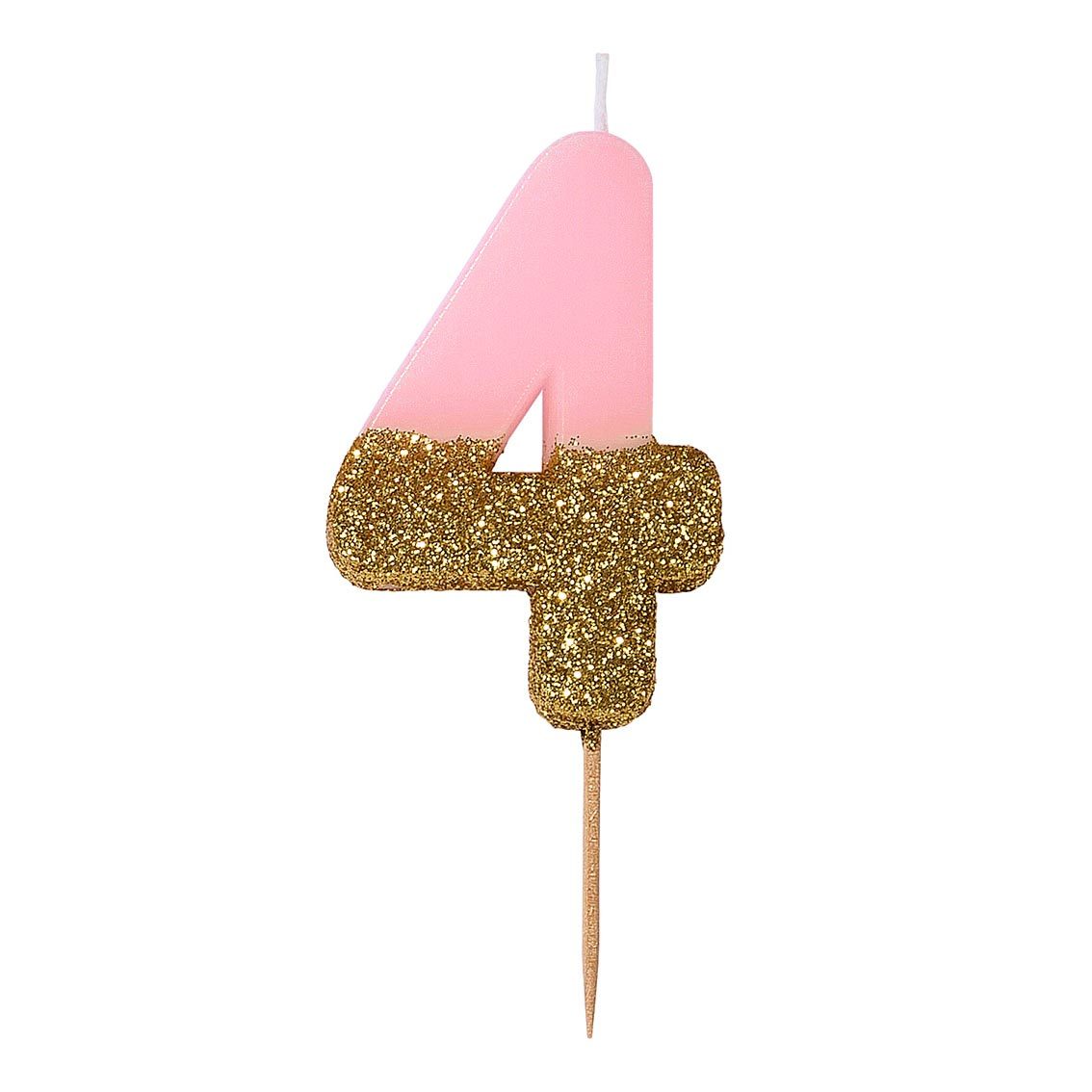 Pink & Gold Glitter Number Candle - 4 - Default Title - Talking Tables UK