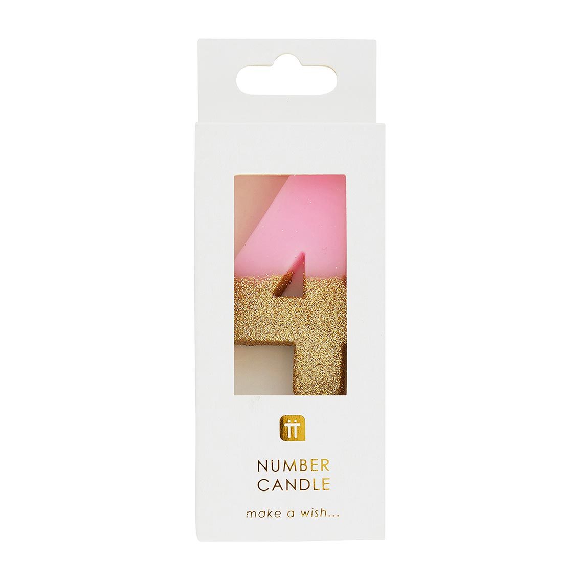 Pink & Gold Glitter Number Candle - 4 - Default Title - Talking Tables UK