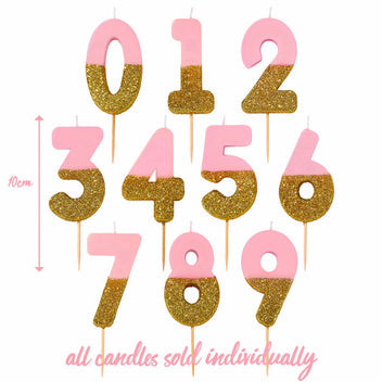 Pink & Gold Glitter Number Candle - 4 – Talking Tables UK Public