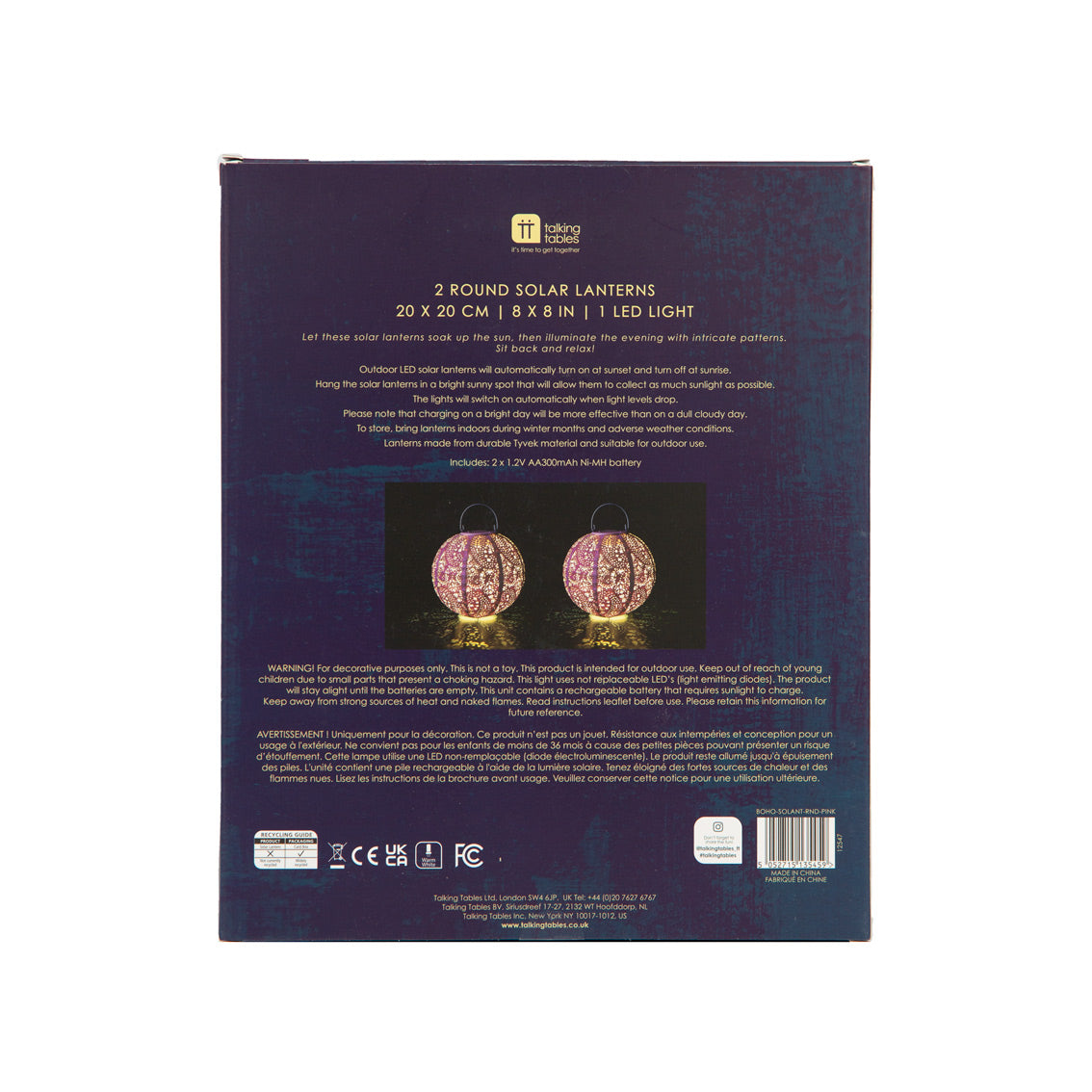 Boho Pink Outdoor Solar Lanterns – Talking Tables UK Public