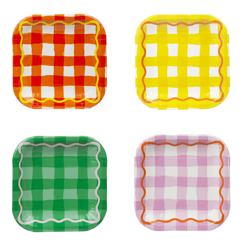Colourful Gingham Square Paper Plates - 12 Pack – Talking Tables UK Public