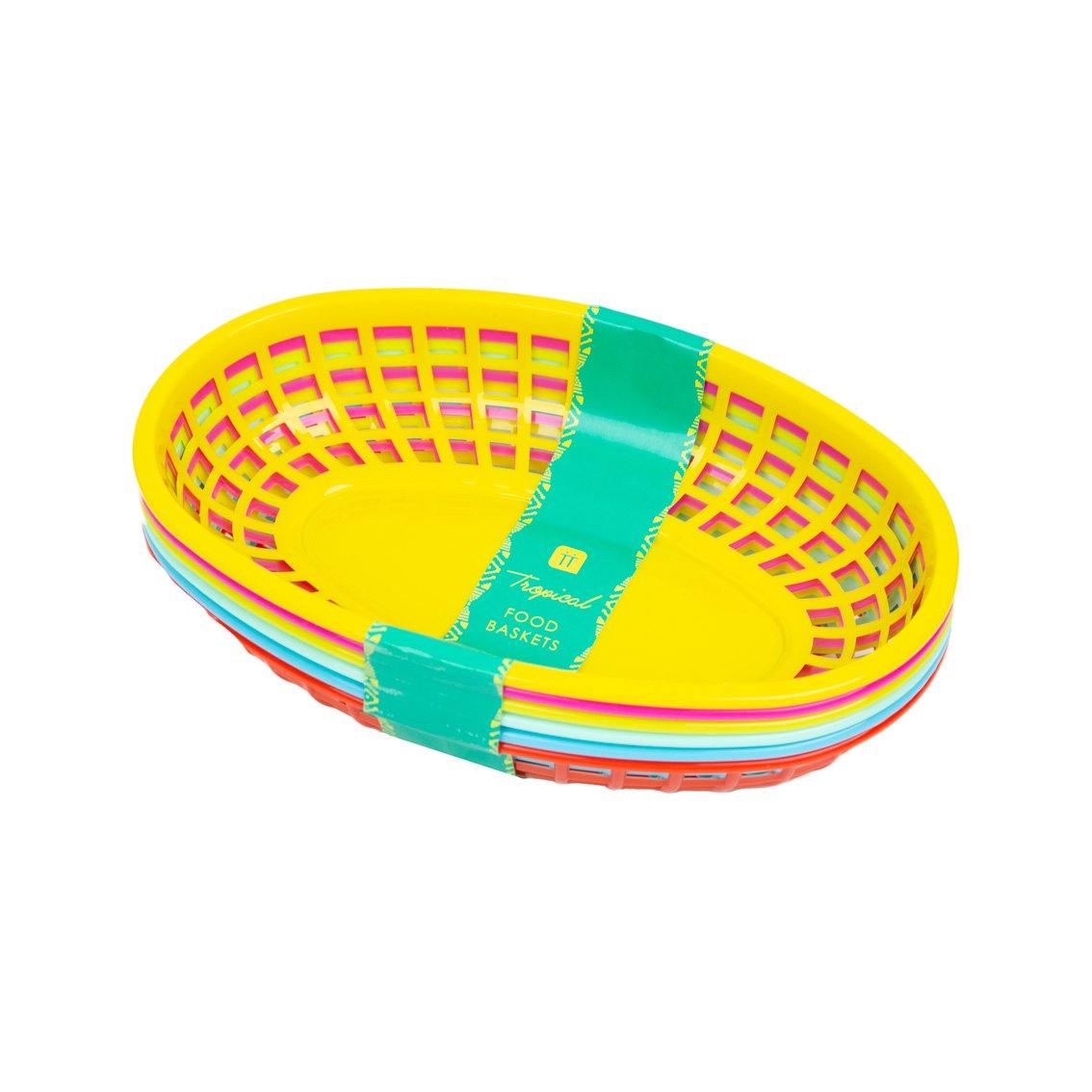 Colourful Reusable Plastic Food Baskets - Pack of 6 - Talking Tables UK