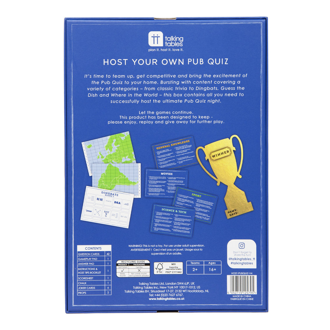 Host Your Own Pub Quiz Game – Talking Tables UK Public