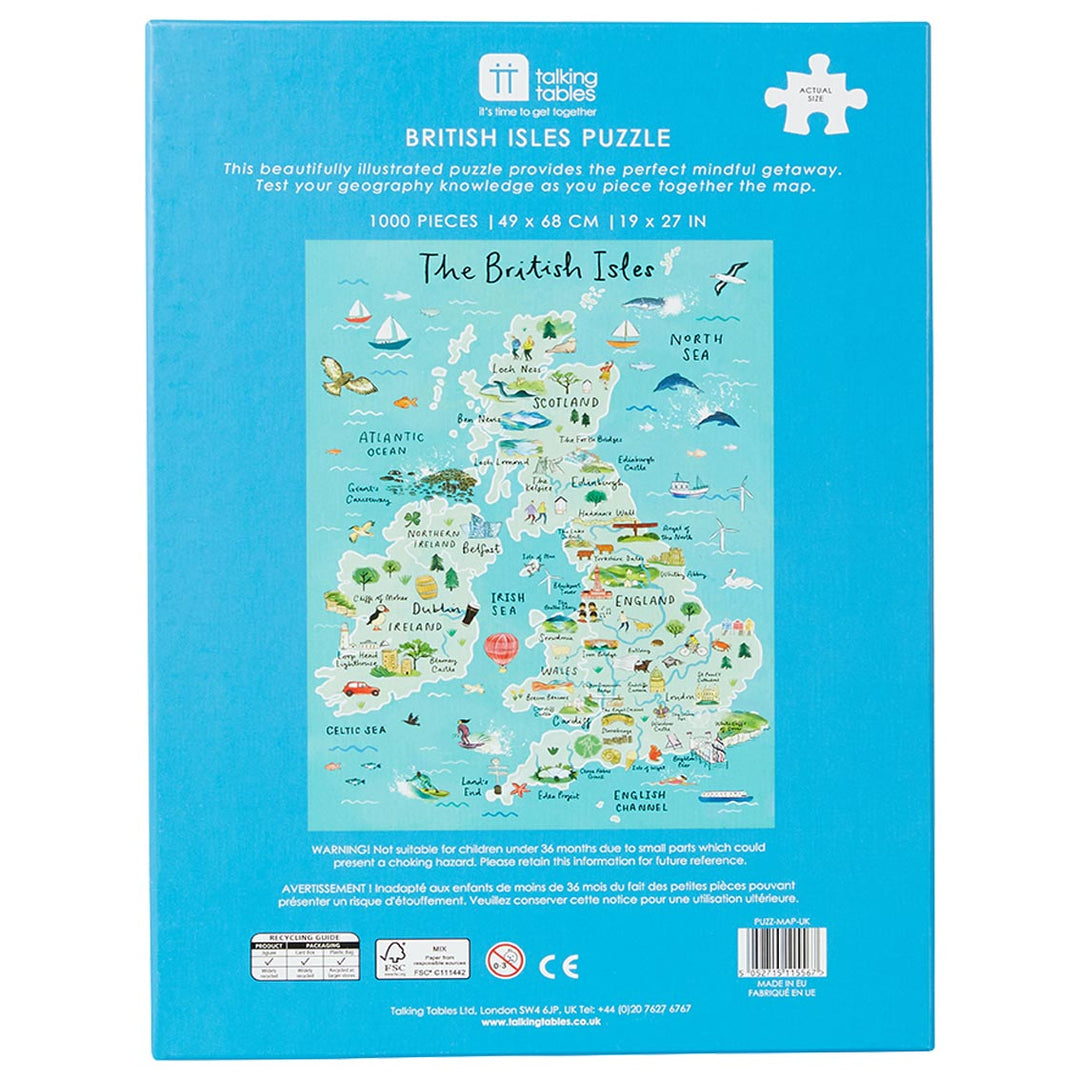UK Map Jigsaw Puzzle, 1000-Pieces - Talking Tables UK