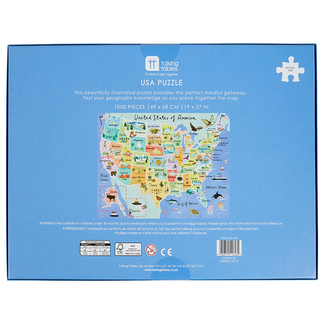USA Map Jigsaw Puzzle, 1000-Pieces - Default Title - Talking Tables UK