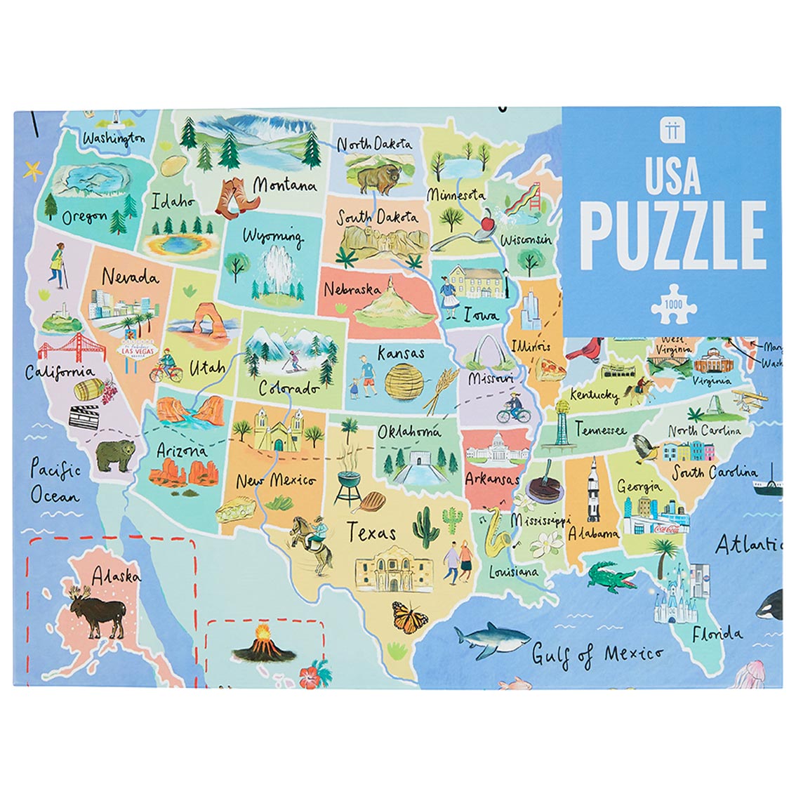 USA Map Jigsaw Puzzle, 1000-Pieces - Default Title - Talking Tables UK