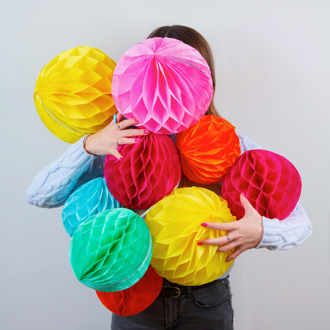 3 Pastel paper honeycomb decorations - Talking Tables UK