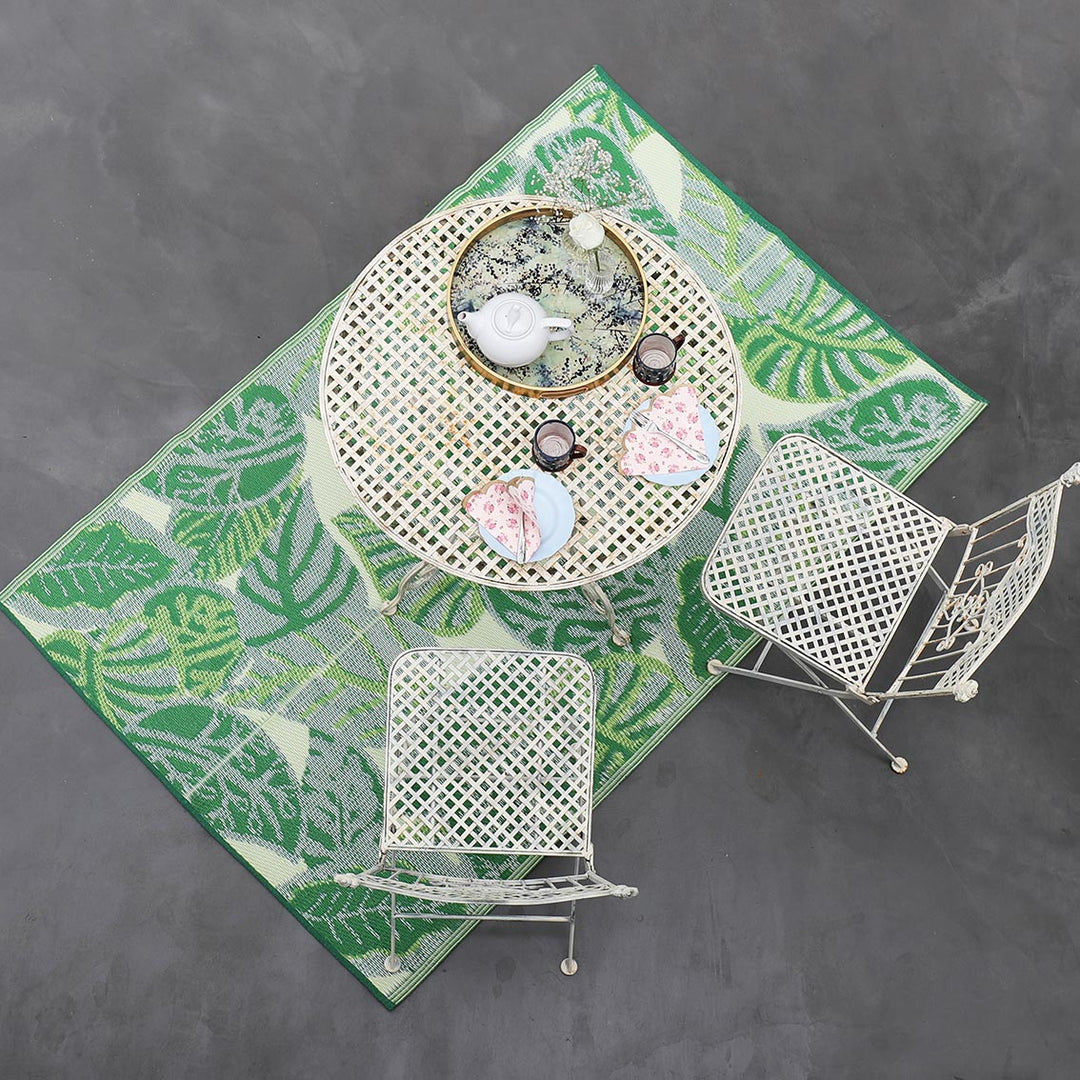 Waterproof Tropical Palm Leaf Outdoor Garden Rug - Talking Tables UK