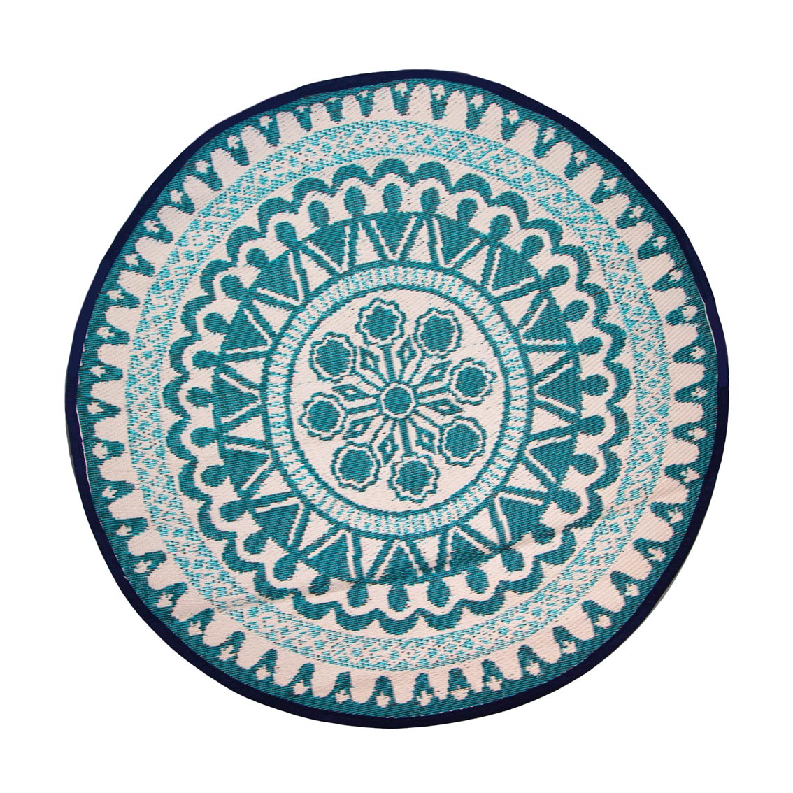 Moroccan Souk Blue Round Outdoor Rug - Talking Tables UK