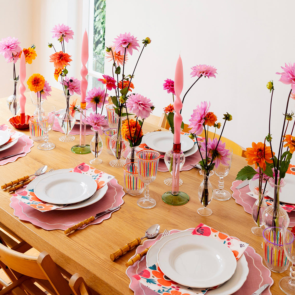 Bright Striped Multi-Coloured Glass Tumbler - Talking Tables UK