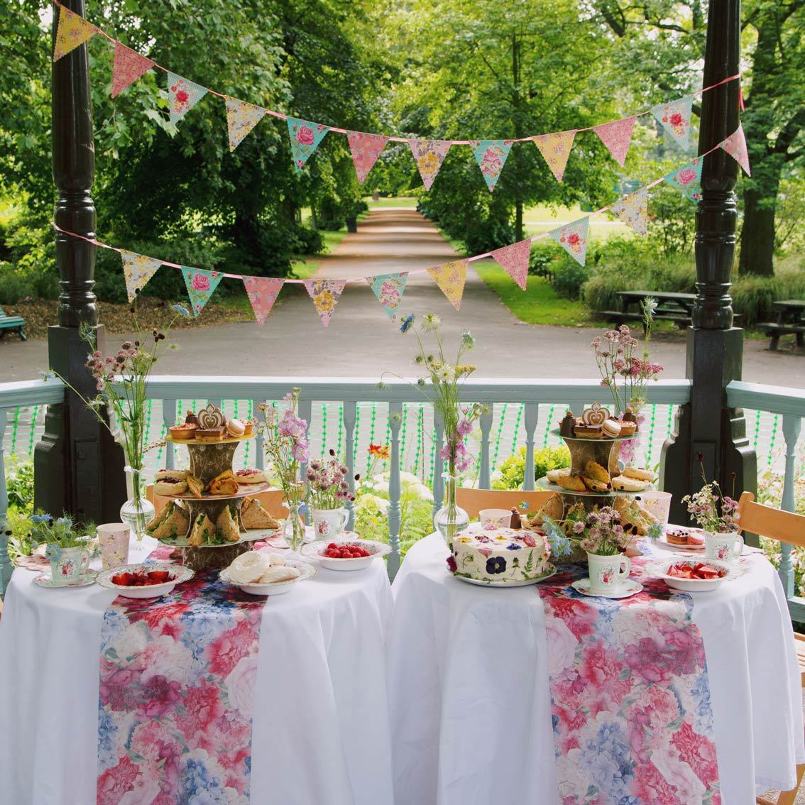Floral Pink, Blue & Yellow Paper Bunting - Talking Tables UK