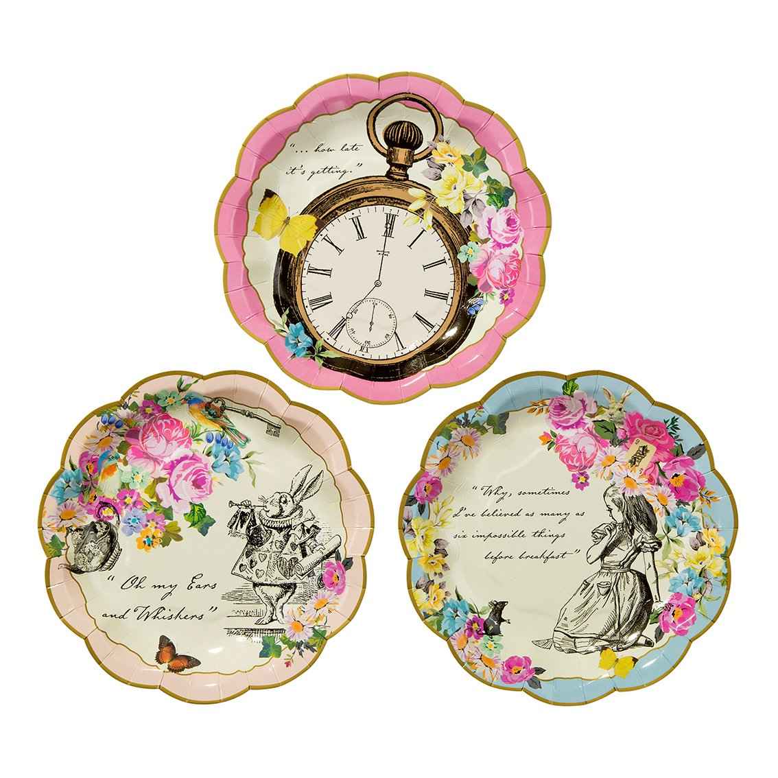 Alice in Wonderland Illustrated Paper Plates - Talking Tables UK