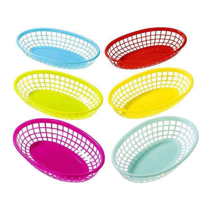 Colourful Reusable Plastic Food Baskets - Pack of 6 - Talking Tables UK